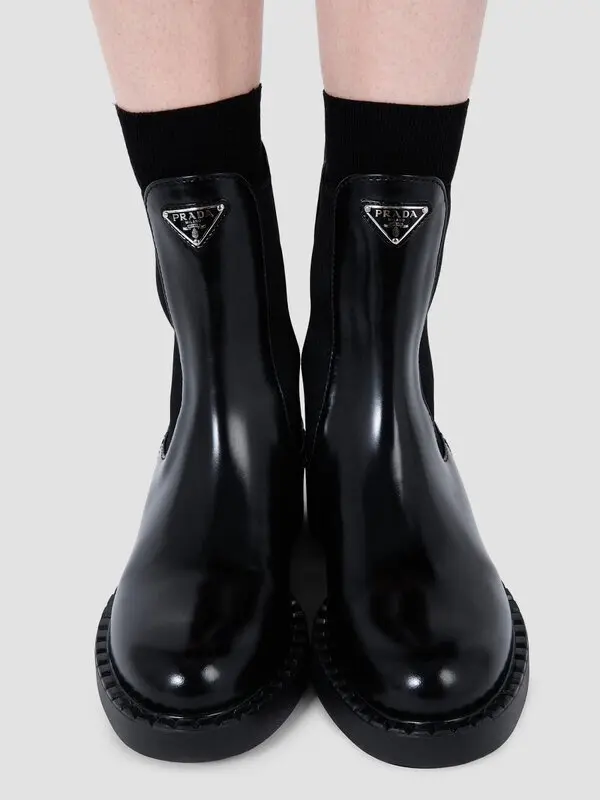 Prada Brushed Calf Leather Chelsea Boots