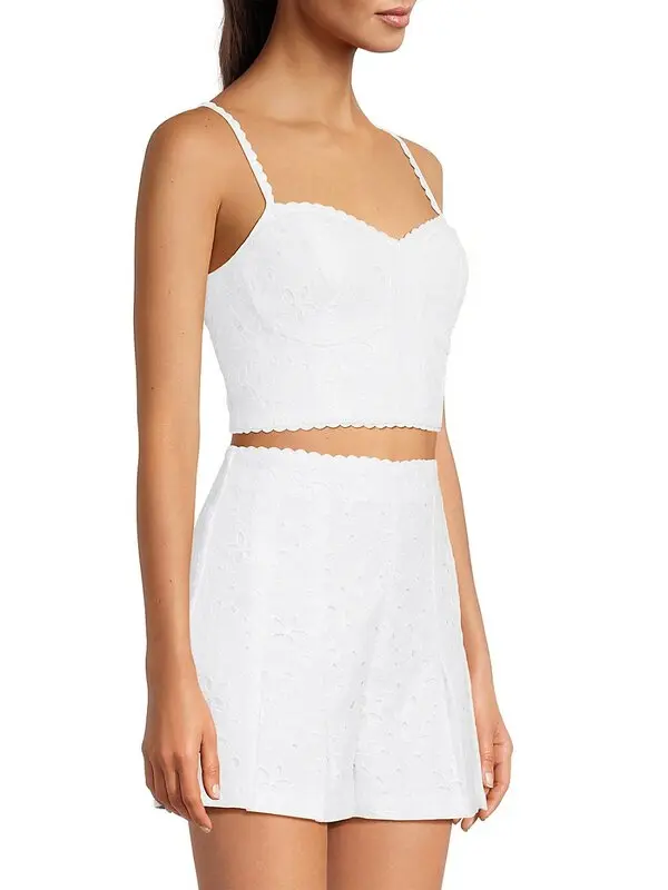 Lilly Pulitzer Winslow Seashell Eyelet Crop Top In Resort White