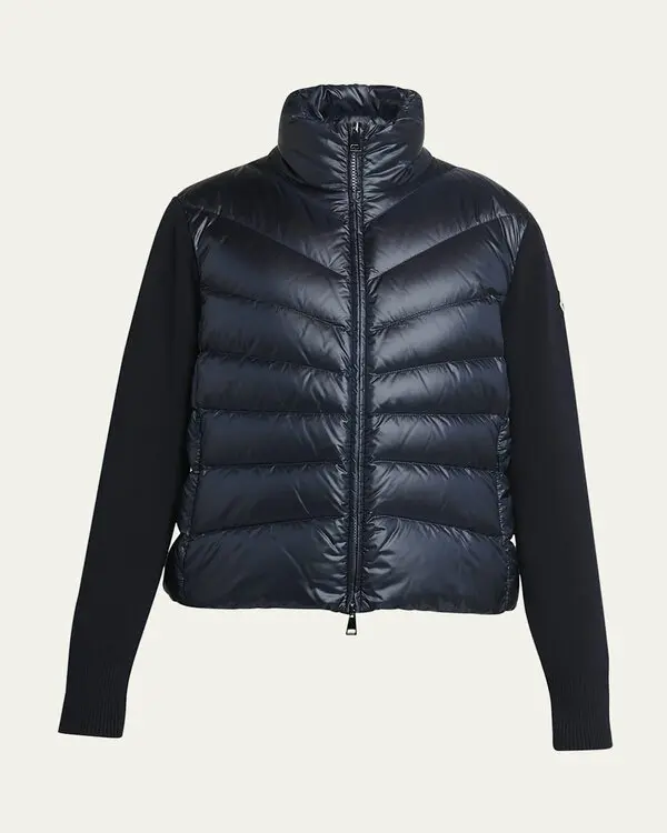 Moncler Lightweight Wool Puffer Cardigan - Navy
