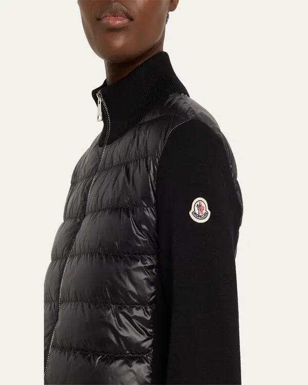 Moncler Lightweight Wool Puffer Cardigan - Navy