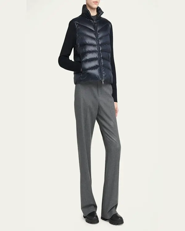Moncler Lightweight Wool Puffer Cardigan - Navy