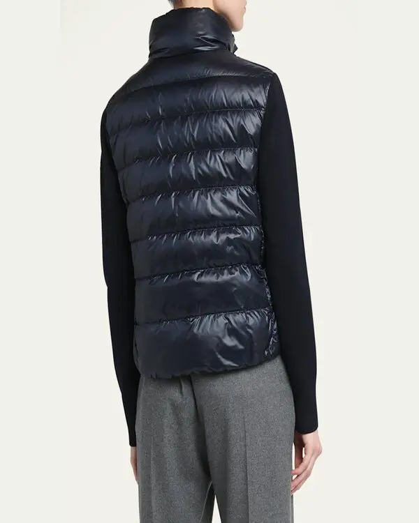 Moncler Lightweight Wool Puffer Cardigan - Navy