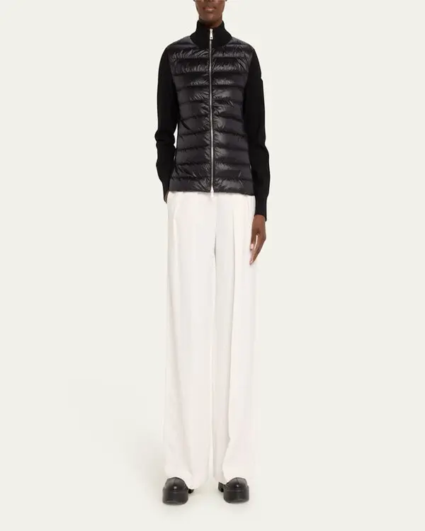 Moncler Lightweight Wool Puffer Cardigan - Navy