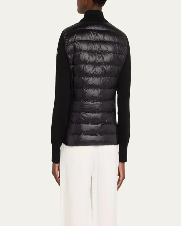 Moncler Lightweight Wool Puffer Cardigan - Navy