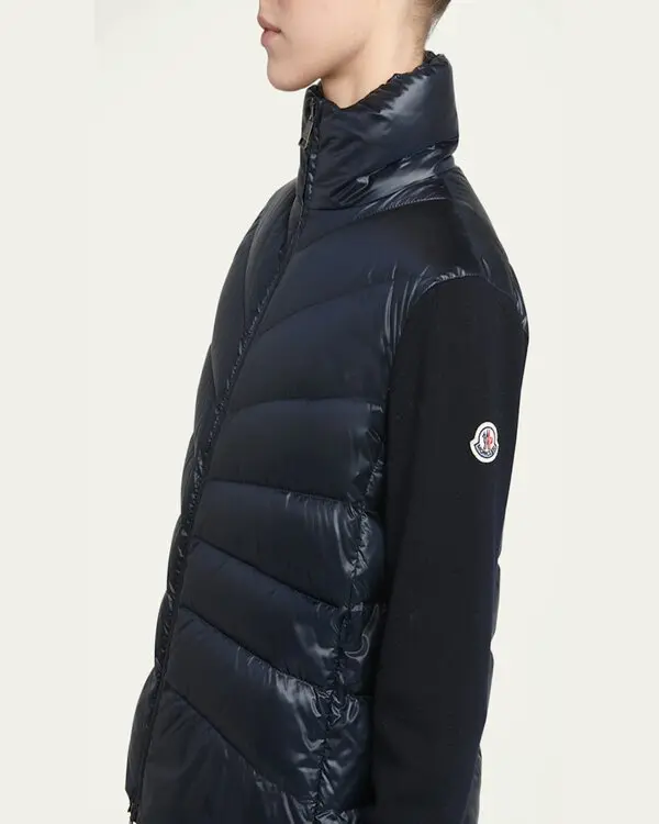 Moncler Lightweight Wool Puffer Cardigan - Navy