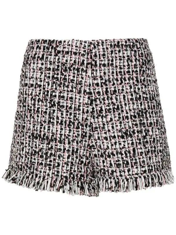 SELF-PORTRAIT Tweed Fringed Shorts