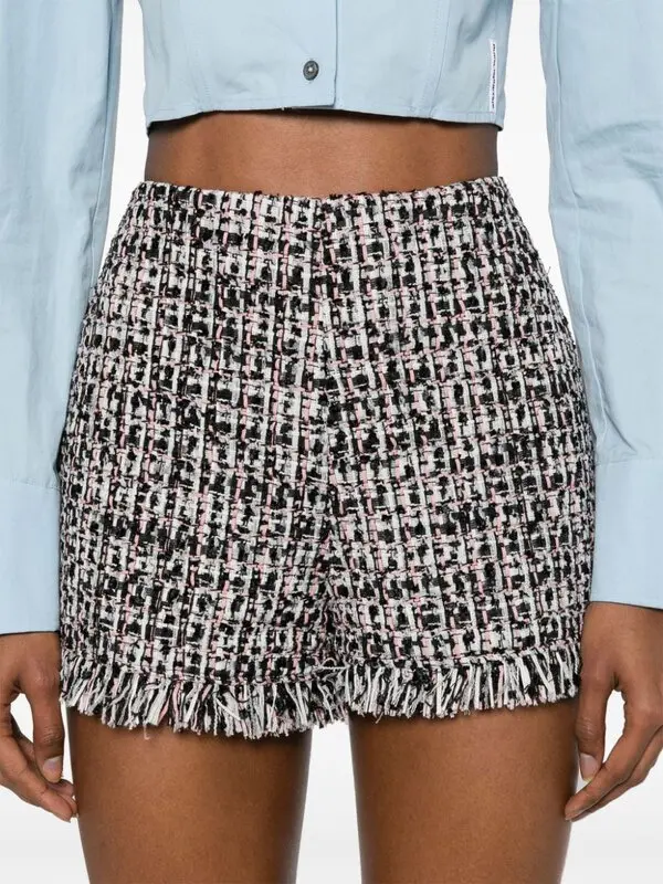 SELF-PORTRAIT Tweed Fringed Shorts