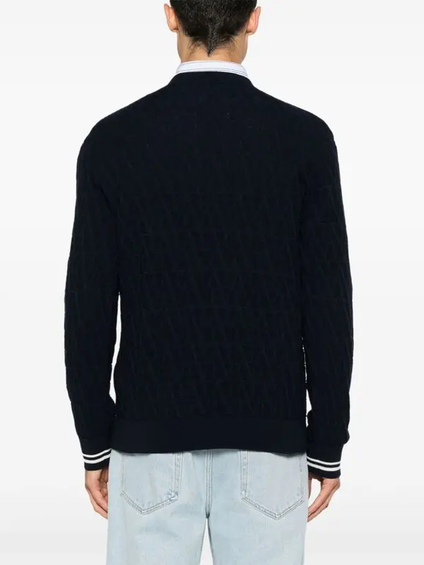 Valentino Garavani Optical-jacquard Cotton Jumper - Blue