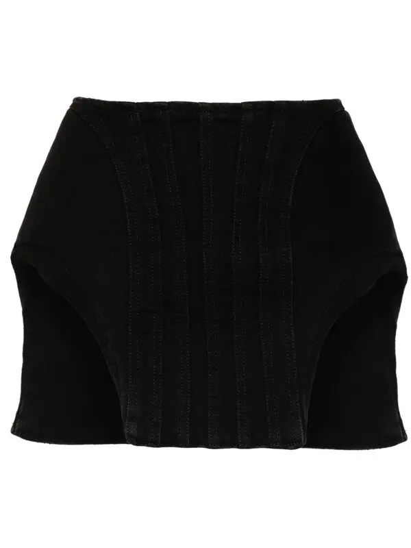 MUGLER Padded Denim Mini Skirt - Black
