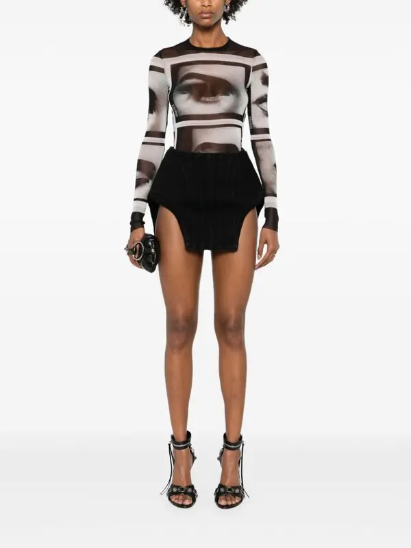 MUGLER Padded Denim Mini Skirt