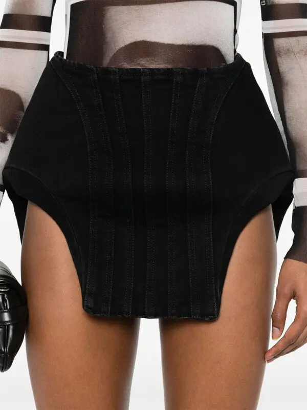 MUGLER Padded Denim Mini Skirt