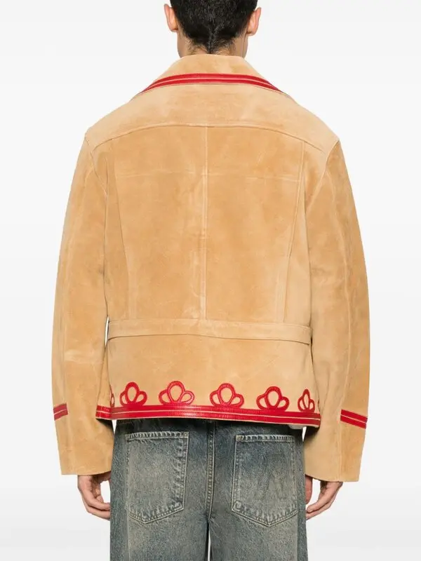 BODE Trefoil Contrasting-trim Suede Blazer - Neutrals