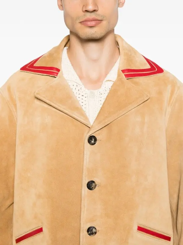 BODE Trefoil Contrasting-trim Suede Blazer - Neutrals