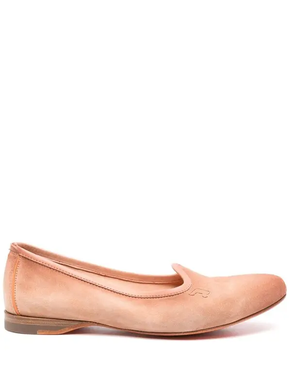 Santoni Embroidered Suede Slippers