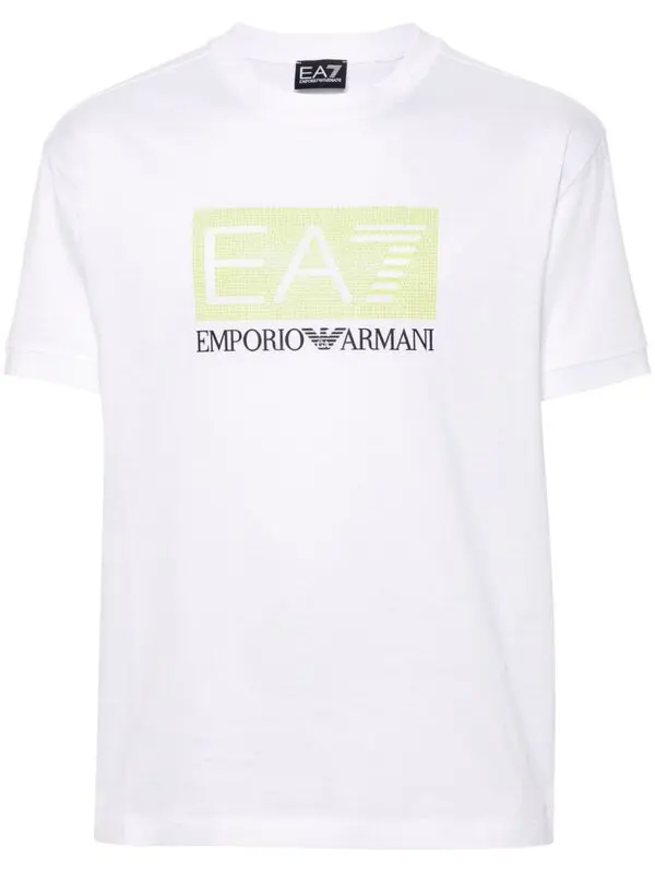 EA7 Studded Logo-detail Cotton T-shirt - White