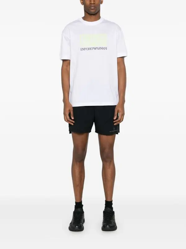 EA7 Studded Logo-detail Cotton T-shirt - White