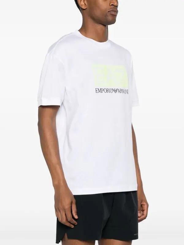 EA7 Studded Logo-detail Cotton T-shirt - White