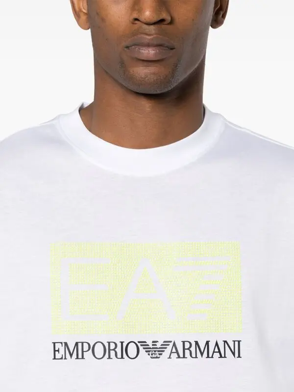 EA7 Studded Logo-detail Cotton T-shirt - White