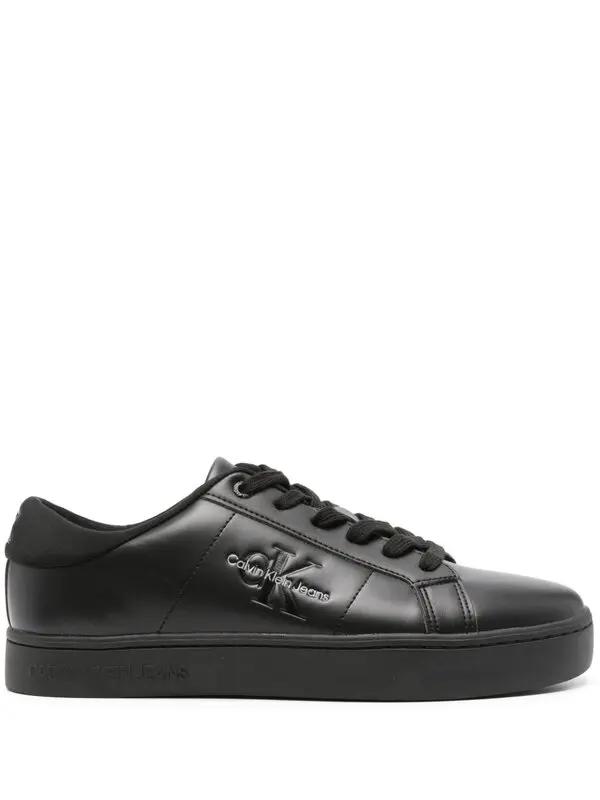 Calvin Klein Debossed-logo Leather Sneakers - Black