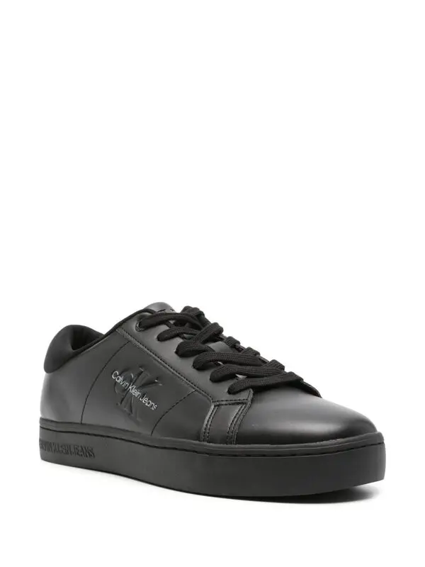Calvin Klein Debossed-logo Leather Sneakers - Black