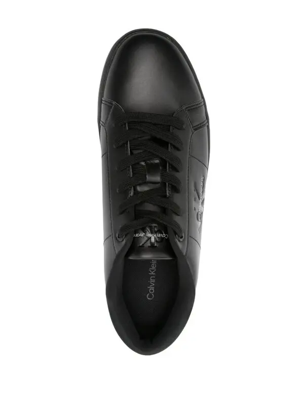 Calvin Klein Debossed-logo Leather Sneakers - Black