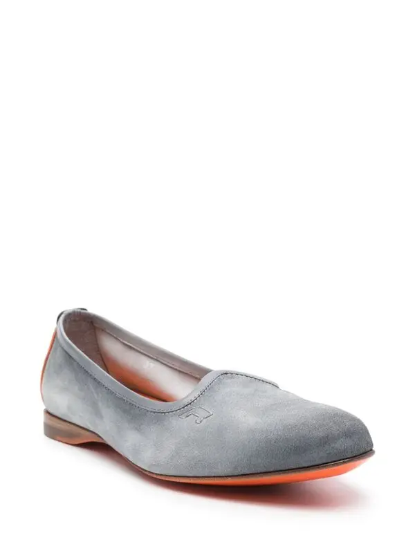 Santoni Embroidered-logo Suede Slippers - Blue