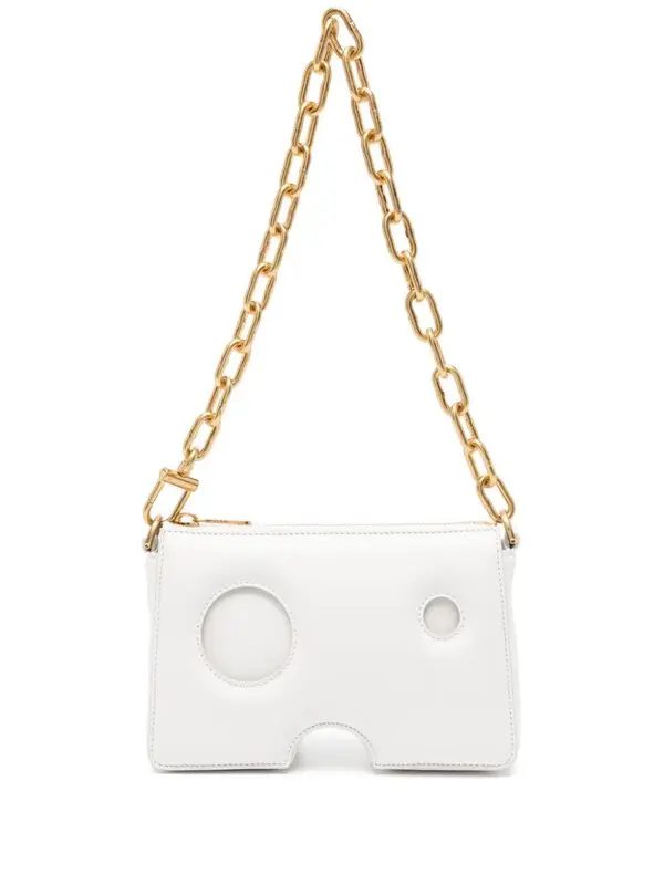 Off-White Burrow Leather Shoulder Bag - White