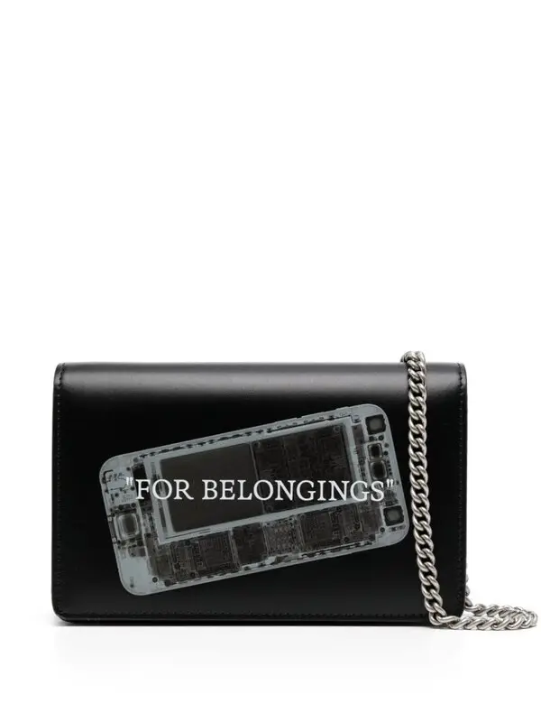 Off-White Slogan-print Leather Crossbody Bag - Black