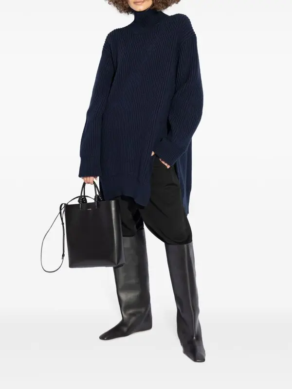 JIL SANDER Chunky-ribbed Wool Jumper - Blue