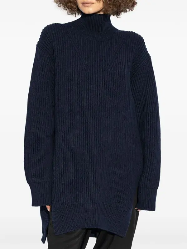 JIL SANDER Chunky-ribbed Wool Jumper - Blue