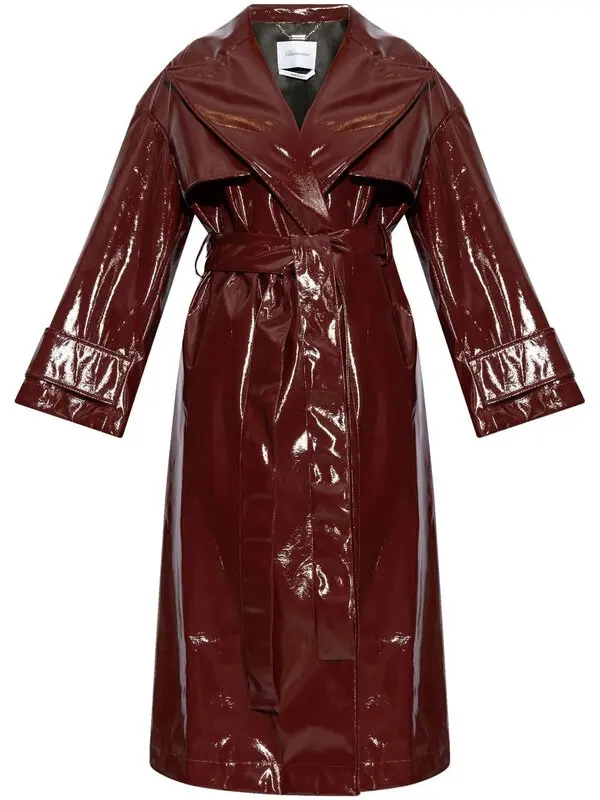 Blumarine Lacquered-finish Single-breasted Coat
