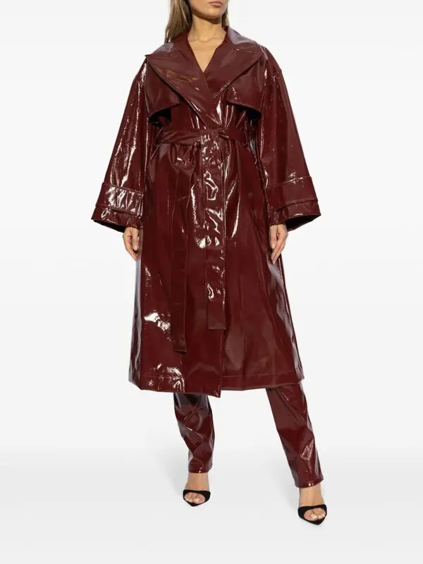 Blumarine Lacquered-finish Single-breasted Coat