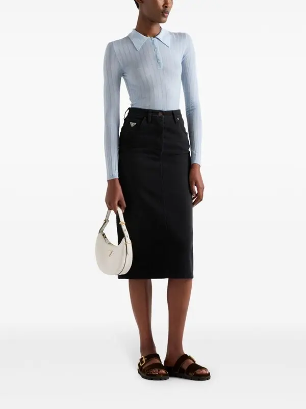 Prada Slit Denim Midi Skirt