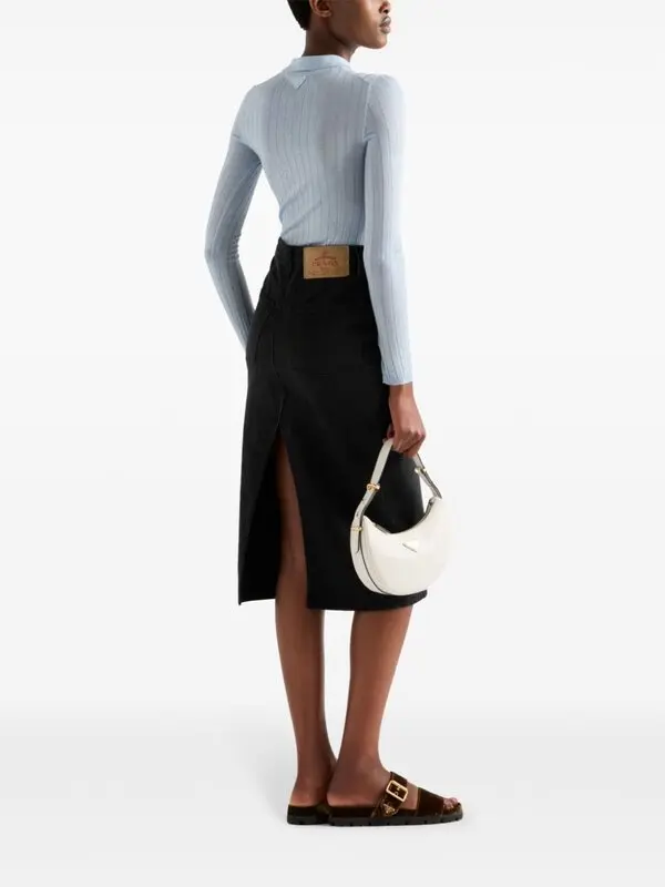Prada Slit Denim Midi Skirt