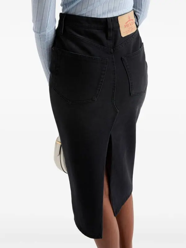 Prada Slit Denim Midi Skirt