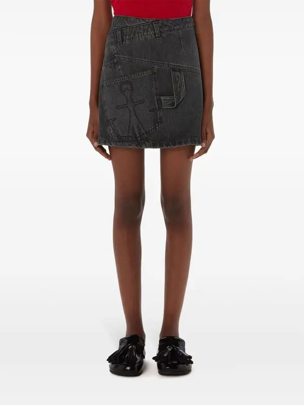 JW Anderson Twisted Denim Mini Skirt - Grey