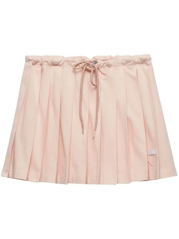 Prada Piqué Pleated Mini-skirt - Pink