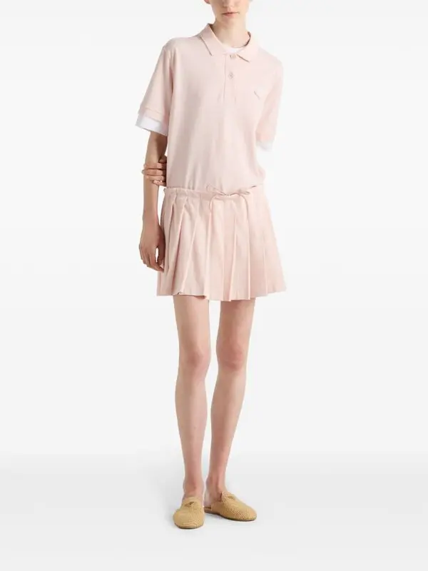 Prada Piqué Pleated Mini-skirt - Pink