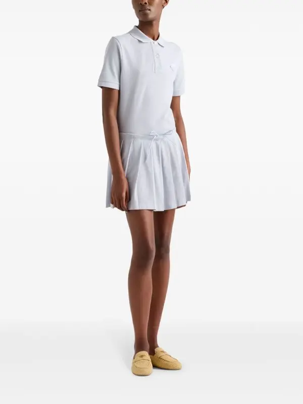 Prada Piqué Pleated Mini Skirt - Blue