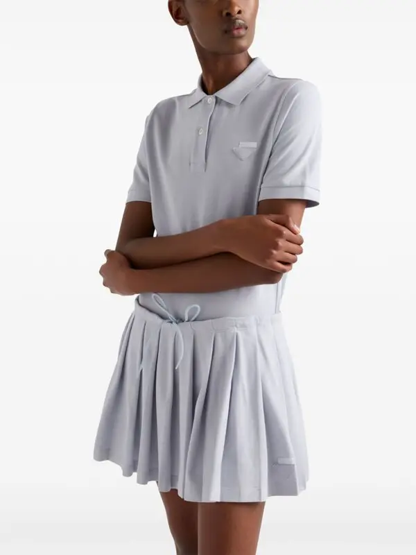 Prada Piqué Pleated Mini Skirt - Blue
