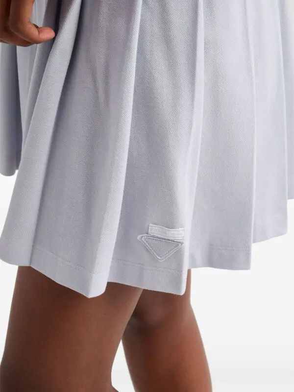 Prada Piqué Pleated Mini Skirt - Blue