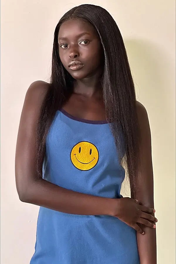AFTERLIFE BOUTIQUE Vintage 1990's Smiley Embroidered Mini Dress