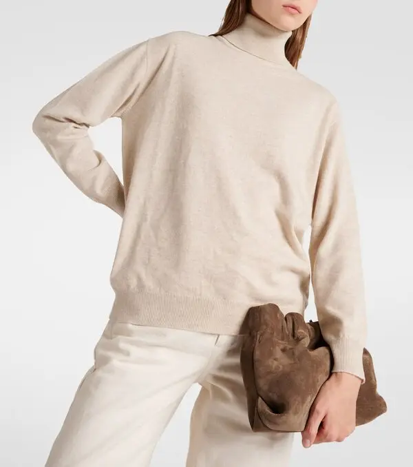 Brunello Cucinelli Cashmere Turtleneck Sweater - Neutrals
