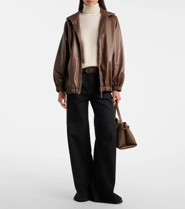 Brunello Cucinelli Monili Cashmere Turtleneck Sweater - White