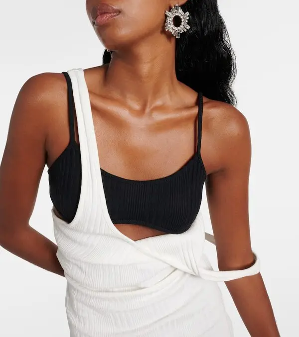 Attico Ribbed-knit Cotton Minidress