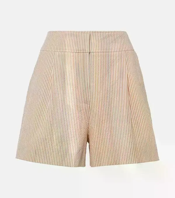 Veronica Beard Haina High-rise Seersucker Shorts - Multicoloured