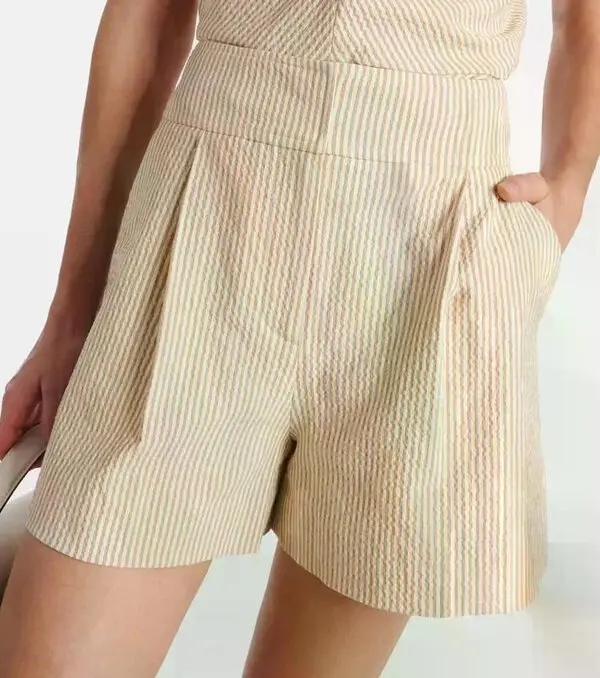 Veronica Beard Haina High-rise Seersucker Shorts - Multicoloured