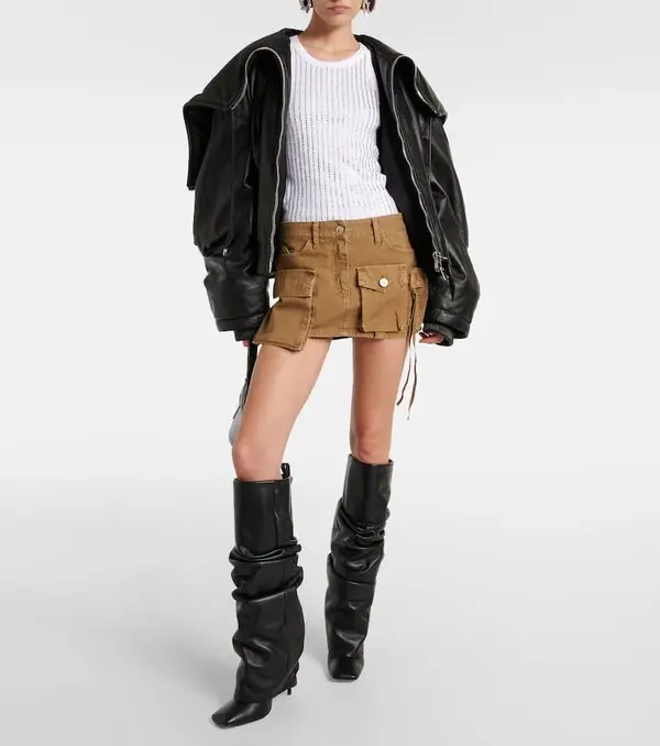 Attico Fay Denim Mini Skirt - Brown