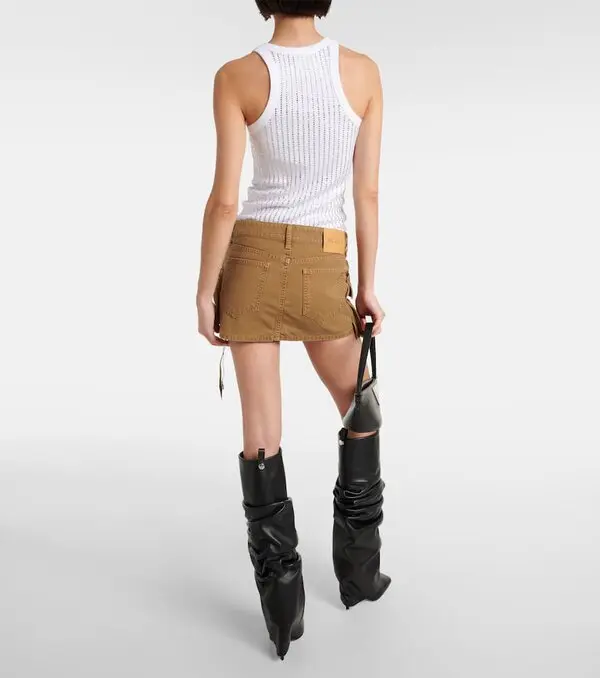Attico Fay Denim Mini Skirt - Brown