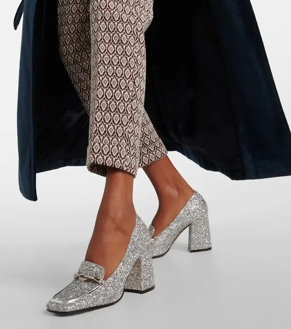 JIMMY CHOO Diamond Tilda 85 Glitter Loafer Pumps